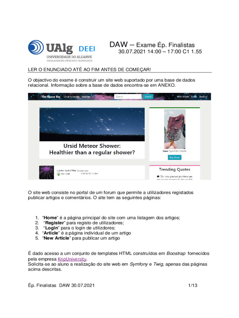 Preenchível Disponível deei fct ualg DAWExame p. Finalistas Fax Email ...