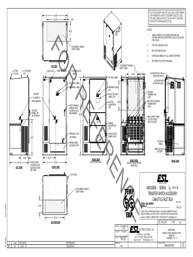Fillable Online 4000A, up to 480VAC TempTap Generator Docking Station ...