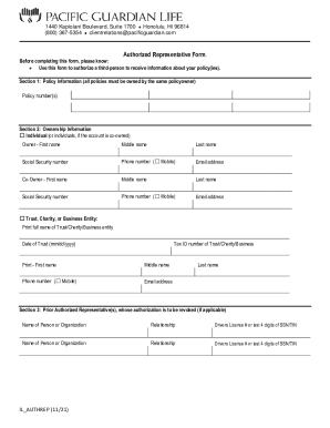 Fillable Online Change of Ownership Form - Pacific Guardian Life Fax ...
