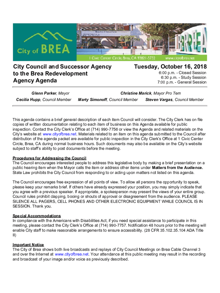 Fillable Online City Council and Successor Agency Fax Email Print ...