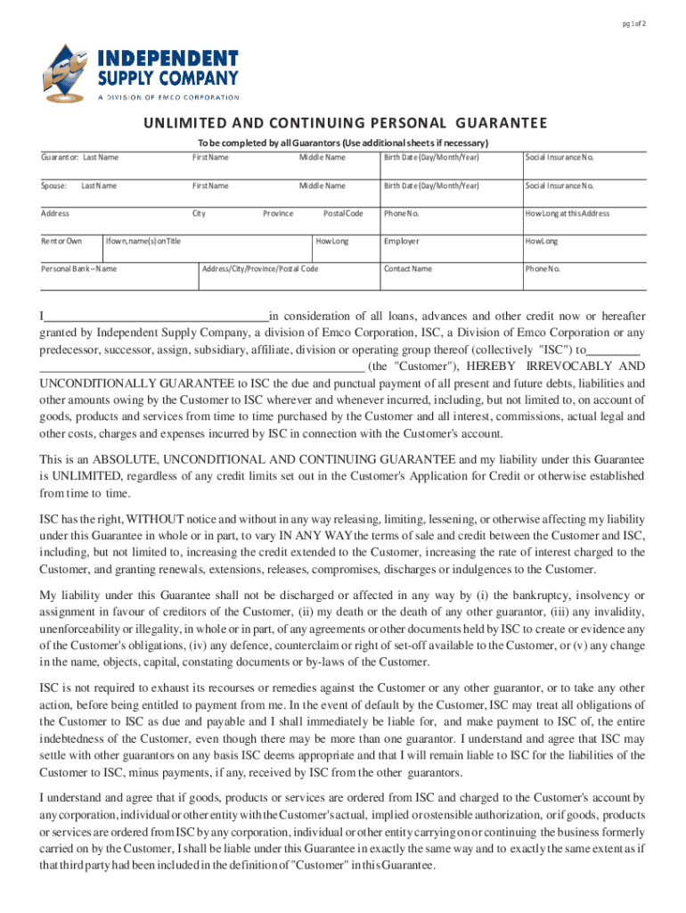 Fillable Online Free Loan Personal Guarantee FormCo-Signer - PDF ...