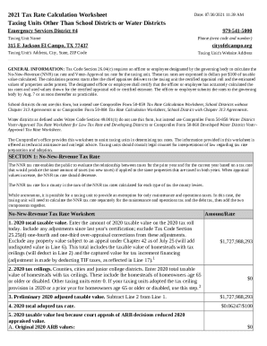 Fillable Online 2021 Tax Rate Calculation Worksheets - Tarrant County ...