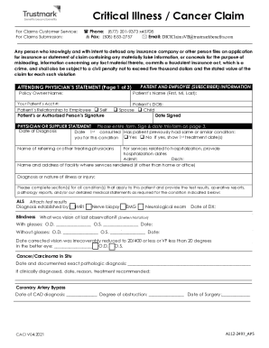 Fillable Online Critical Illness Insurance Claim Form - Prudential ...