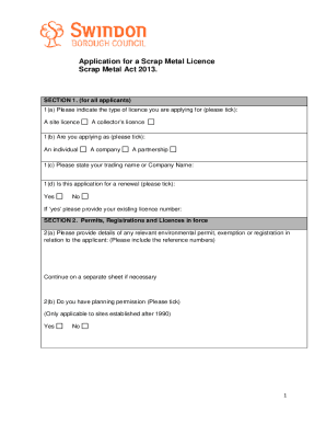 Fillable Online 1(a) Please indicate the type of licence you are applying for (please tick): Fax ...