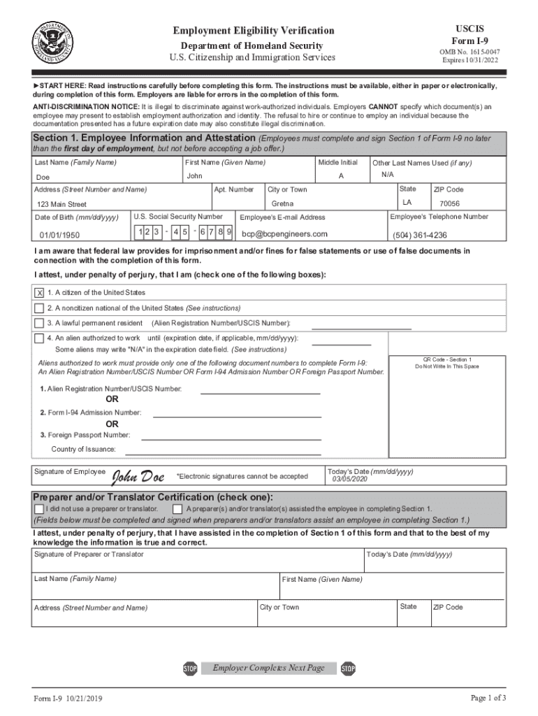 Fillable Online i-9 completion instructions - BCP Engineers Fax Email ...