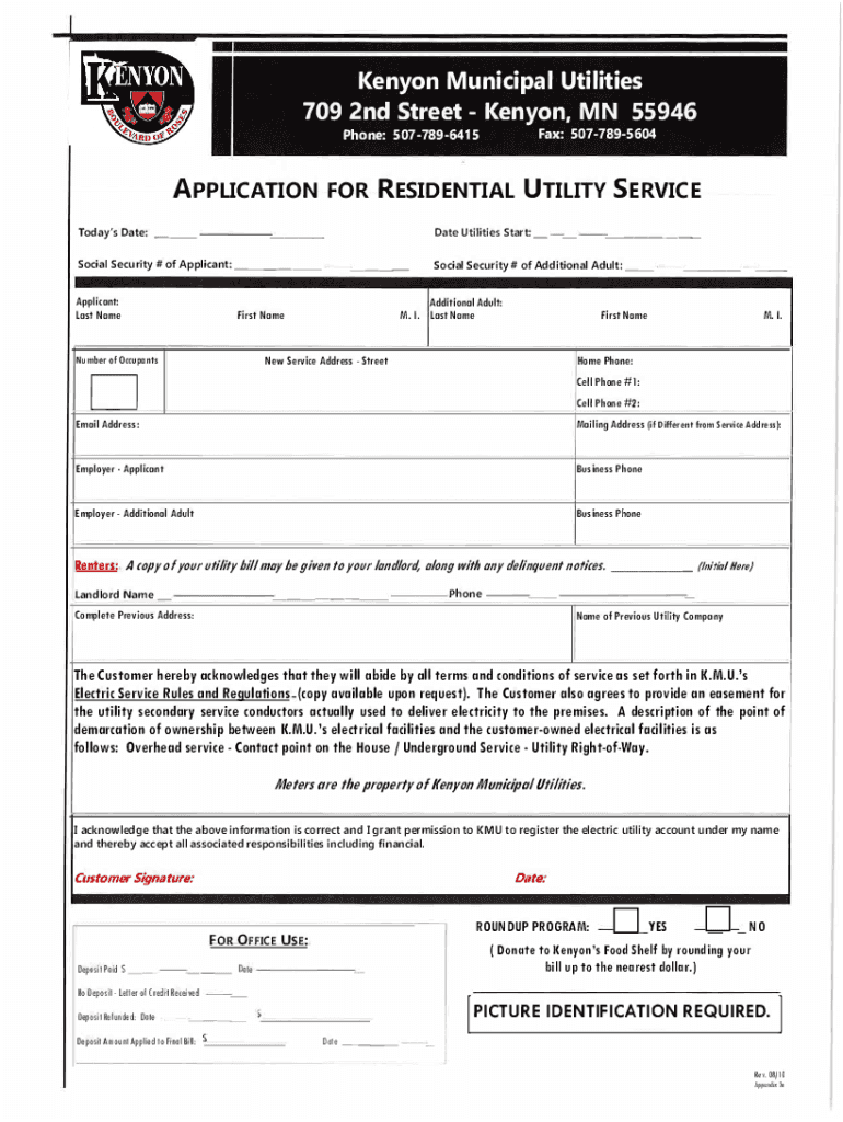 Fillable Online Utility Service Request - the City of Atchison Fax ...