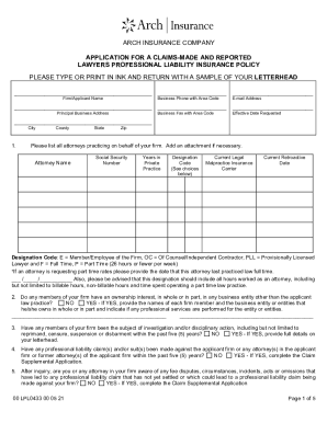 Fillable Online WASHINGTON APPLICATION FOR A CLAIMS-MADE AND ... Fax ...