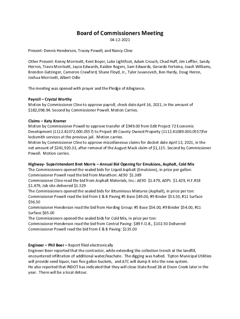 Fillable Online Other Present: Kenny Morrisett, Kent Boyer, Luke ...