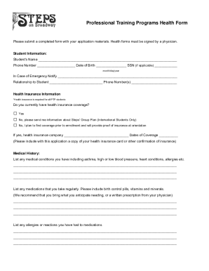 Fillable Online Professional Training Programs Health Form Fax Email Print - pdfFiller