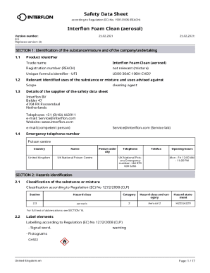 Fillable Online Safety Data Sheet: Interflon Foam Clean (aerosol) Fax ...