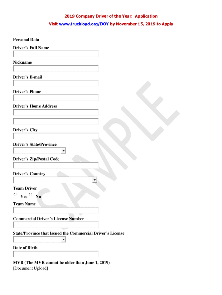 Fillable Online 3 finalists named for Company Driver of the Year; winner gets ... Fax Email ...