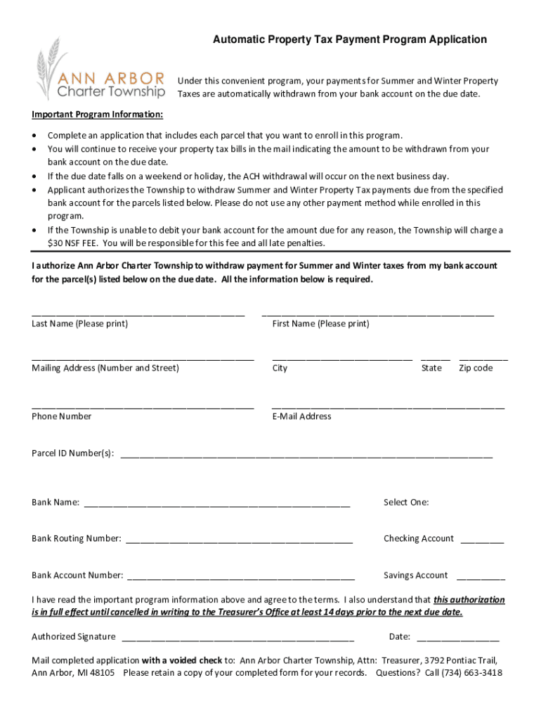 Fillable Online Property Tax Pre-Authorized Payment Plan Application Fax Email Print - pdfFiller