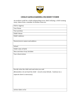 Fillable Online Child Safeguarding incident form.docx Fax Email Print ...