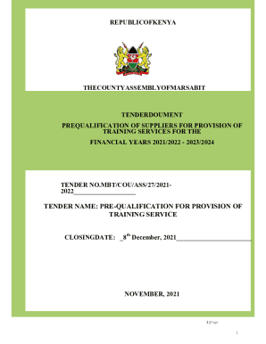 Fillable Online TENDER NAME: PRE-QUALIFICATION FOR PROVISION OF ... Fax ...