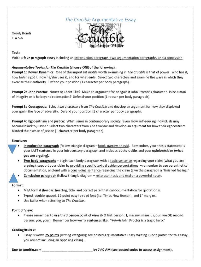 Fillable Online Examples Of Argumentative Essay On The Crucible - IPL ...