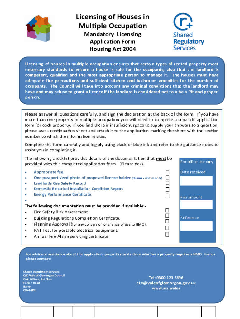 Fillable Online Mandatory House in Multiple Occupation (HMO) Licensing ...