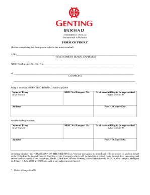 Fillable Online Form of Proxy - Sime Darby Berhad Fax Email Print ...