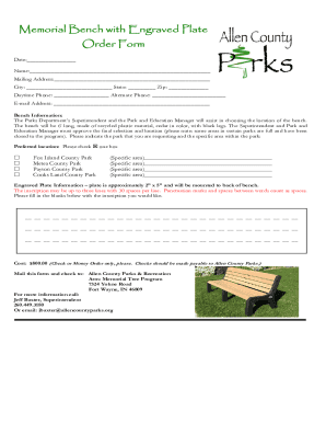 Fillable Online MEMORIAL BENCH REQUEST FORM - Revize Fax Email Print ...