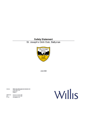 Fillable Online Safety Statement St. Joseph's GAA Club, Ballycran Fax ...