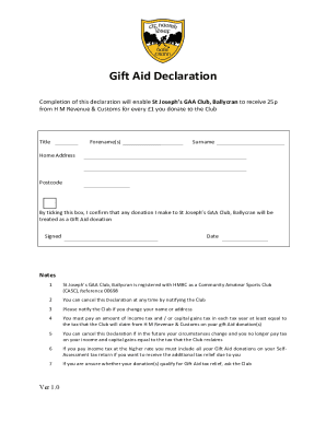 Fillable Online Gift Aid Claim Fax Email Print - pdfFiller