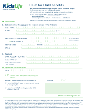 Fillable Online Claim your child benefits in Brussels - Famiris Fax ...