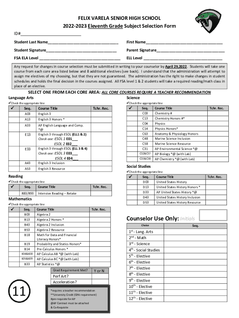 Fillable Online FELIX VARELA SENIOR HIGH SCHOOL (120039004340) Fax ...