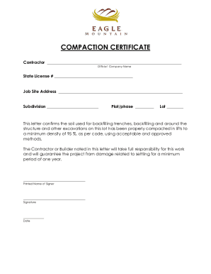 Fillable Online COMPACTION CERTIFICATE Fax Email Print - pdfFiller