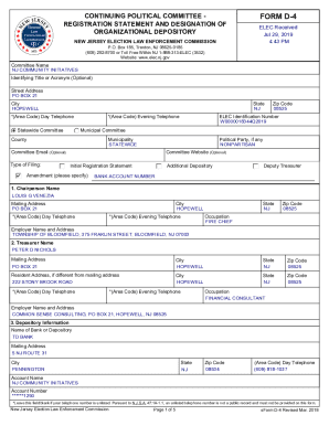 Fillable Online FORM D-1 - Borough of Belmar Fax Email Print - pdfFiller