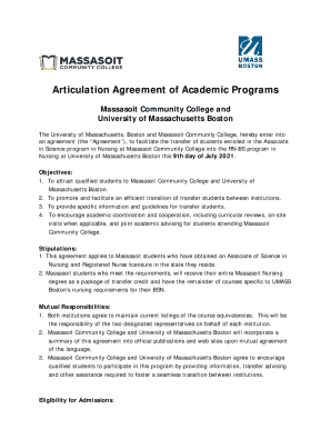 Fillable Online ARTICULATION Agreement OF ACADEMIC PROGRAMS Fax Email Print - pdfFiller