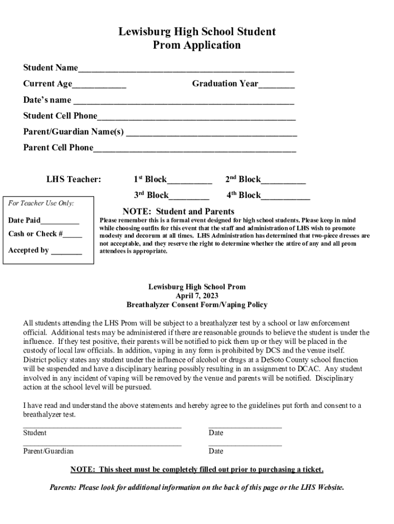 Fillable Online Lewisburg High School Prom Guest Application - images Fax Email Print - pdfFiller