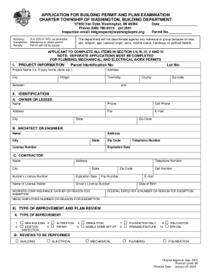 Fillable Online Washington Township Building Department - CountyOffice.org Fax Email Print ...