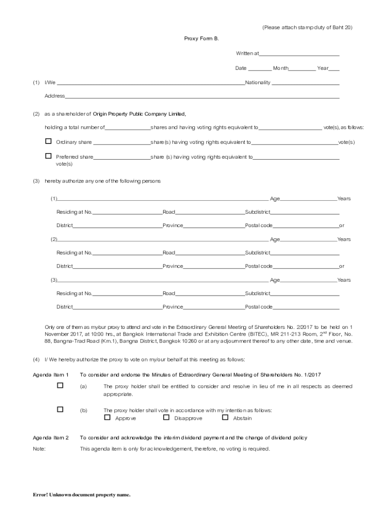 Fillable Online Page 43 / 50 (Please attach stamp duty of Baht 20) Proxy ... Fax Email Print ...