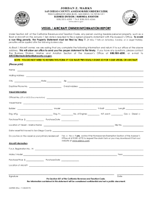 Fillable Online Vessel Aircraft Owner Information Report. Vessel ...