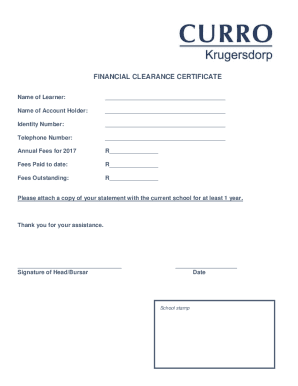 Fillable Online FEE CLEARANCE CERTIFICATE - Royal Schools Fax Email ...