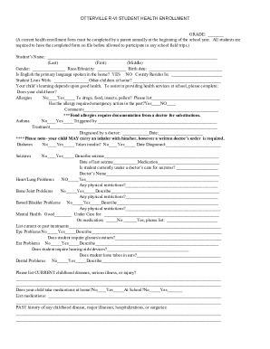 Fillable Online Student Registration Health Forms Fax Email Print ...