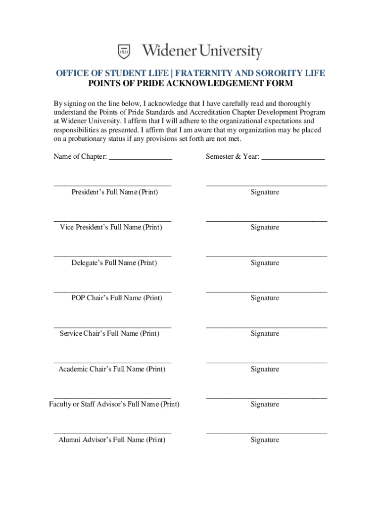 Fillable Online Points of Pride Acknowledgement Form Fax Email Print ...