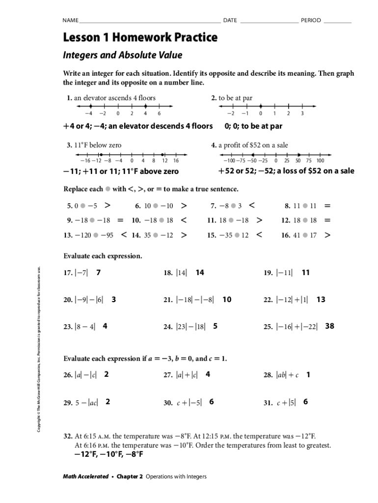 Fillable Online Homework Practice - Teacher Edition. Glencoe Math Accelerated Fax Email Print ...
