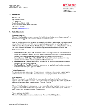 Fillable Online Wilsonart Phenolic Backer Sheets - Fessenden Hall Fax ...