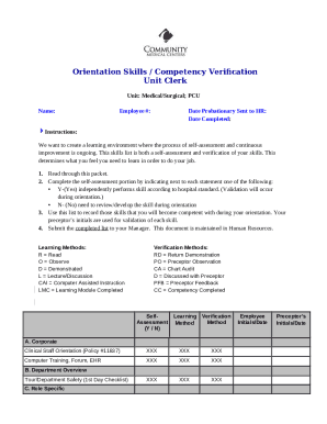 State of California EMT Skills Competency Verification ... Doc Template | pdfFiller