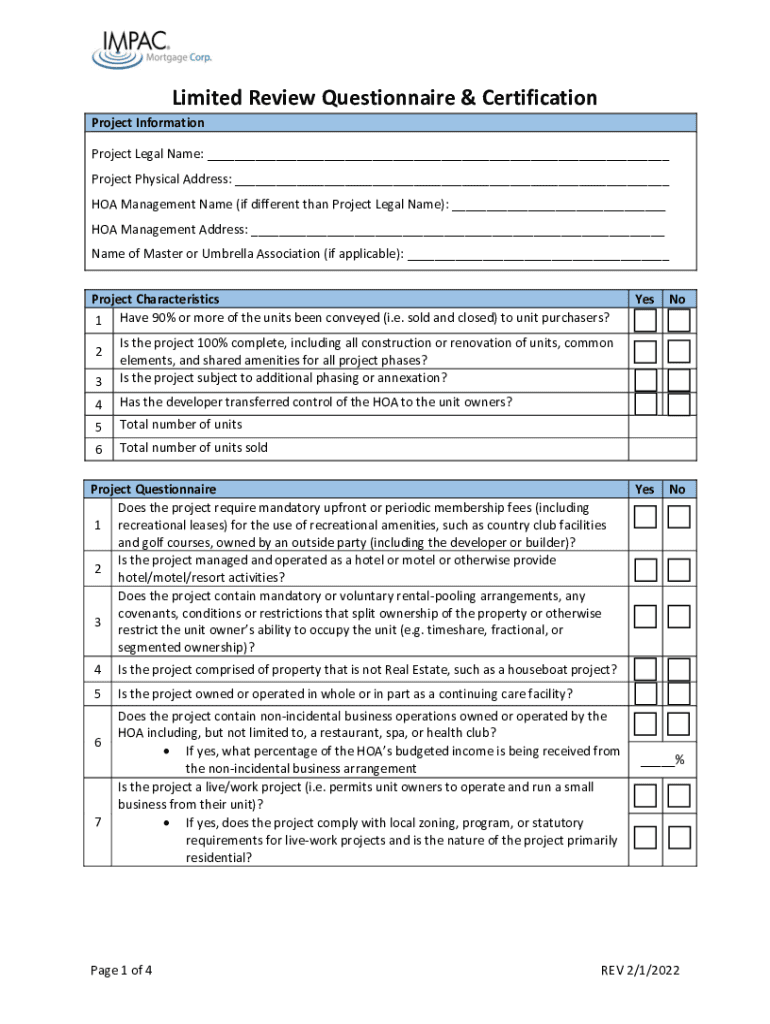 Fillable Online QM Limited Review Condominium Questionnaire - AD Mortgage Fax Email Print ...