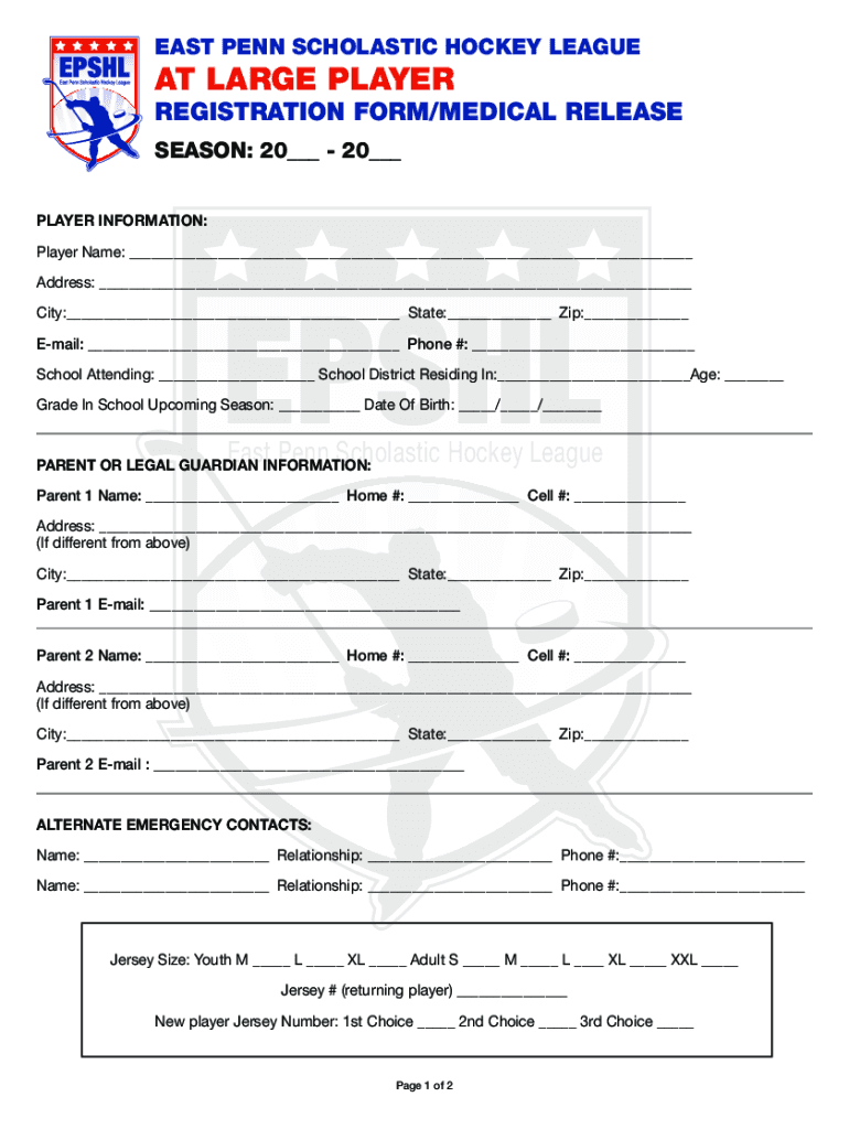 Fillable Online AAHL D - Individual Player Registration Form - City of ...