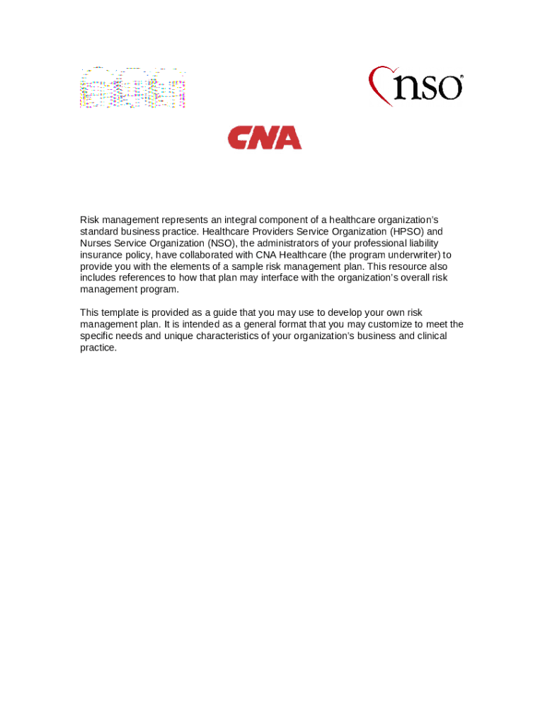 Sample Risk Management Plan for Healthcare Businesses ... Doc Template ...