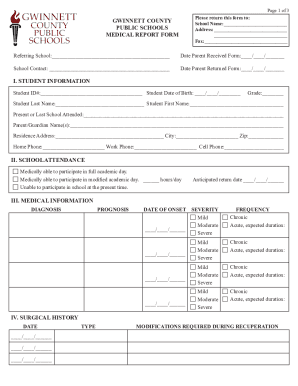 Fillable Online gwinnett county public schools medical report form Fax ...