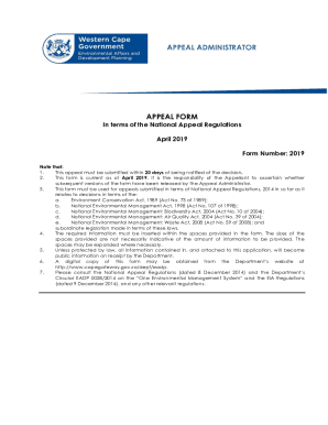 Fillable Online appeal administrator appeal form - Western Cape ...