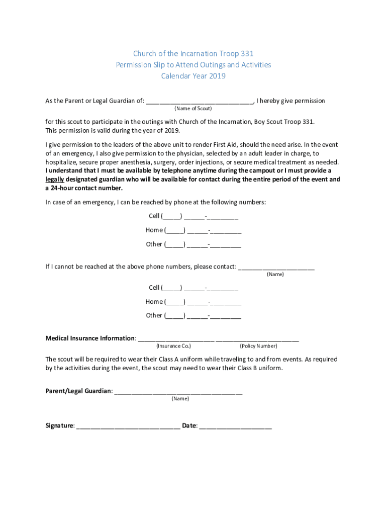 Fillable Online PARENT/GUARDIAN CONSENT FORM FOR OLDER SCOUT ... Fax ...