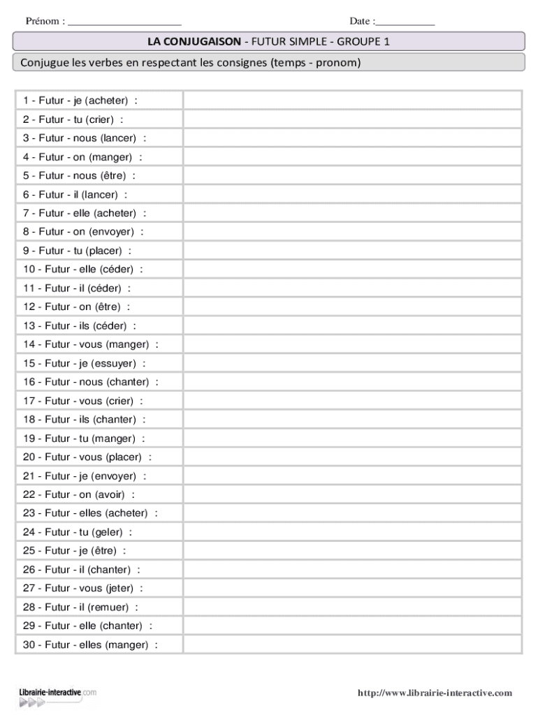 Remplissable En Ligne Le futur simple - Bloc-note des coles Fax Email ...