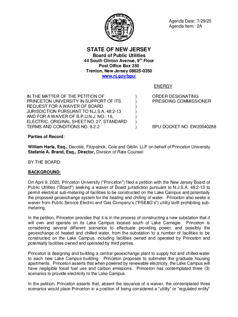 Fillable Online 2A - ORDER Princeton Waiver - Designation of Commissioner Fax Email Print ...