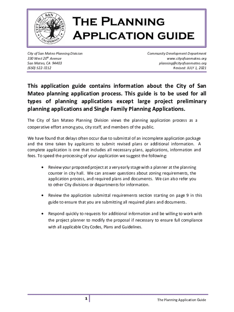 Fillable Online SB 9 Planning Application Form - City of San Mateo Fax ...