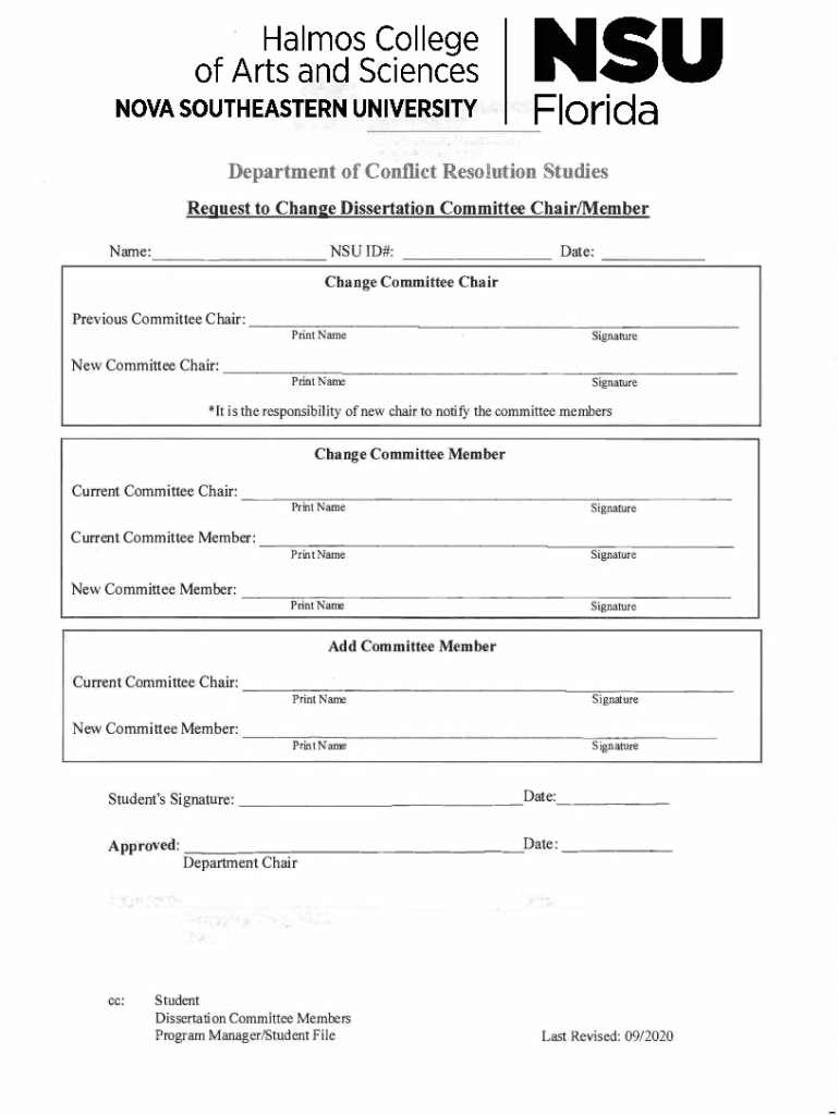 Fillable Online Thesis/Dissertation Chair/Committee Change Form Fax ...