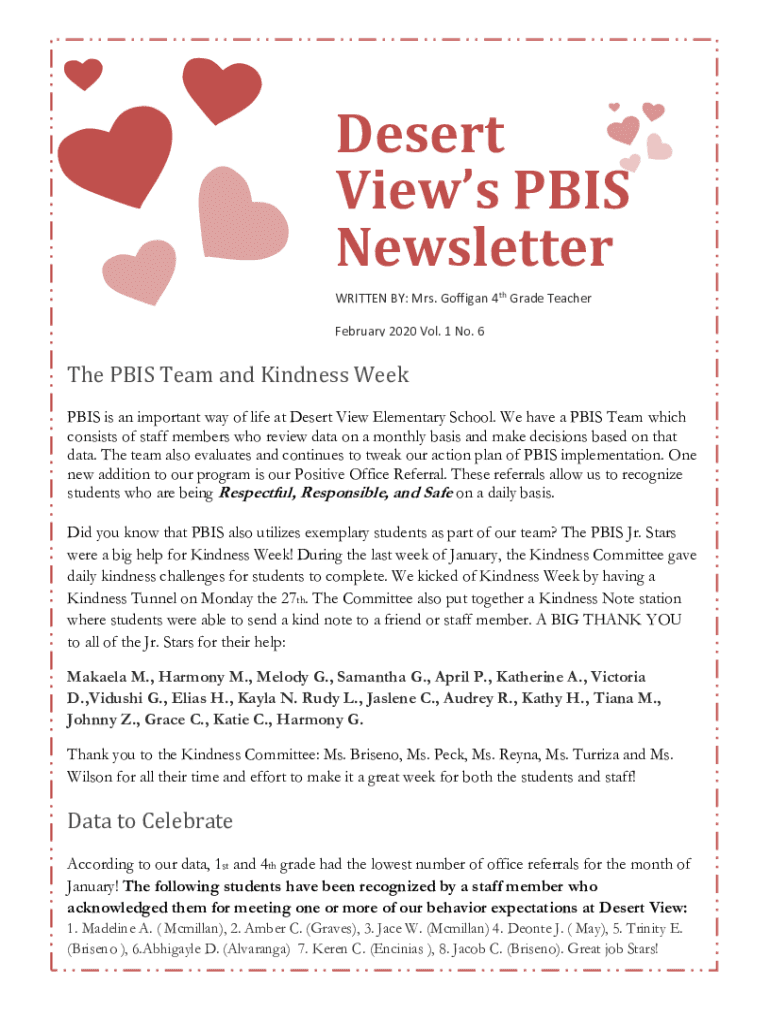 Fillable Online Desert View's PBIS Newsletter - Lancaster School ...